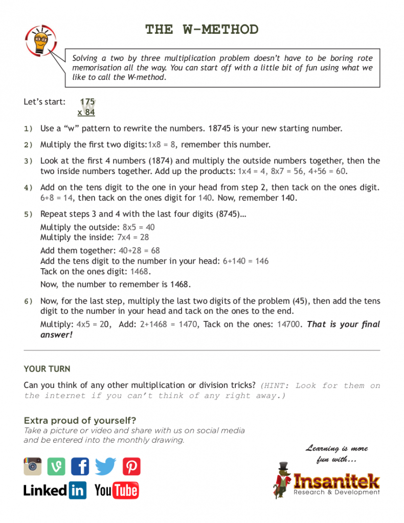 The W-method of Multiplication - Insanitek