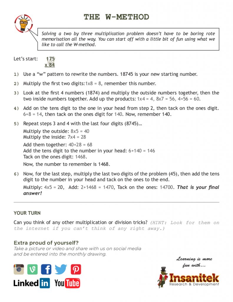 The W-method of Multiplication - Insanitek